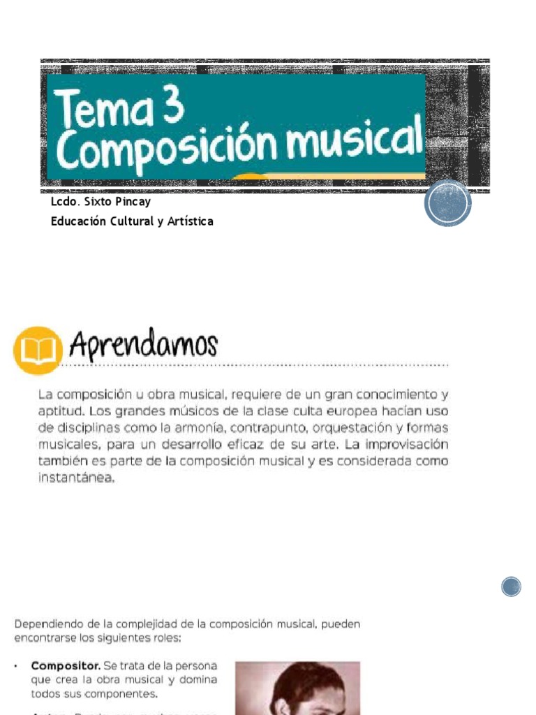 ECA 1ero BGU Clase 3 Composicion Musical | PDF