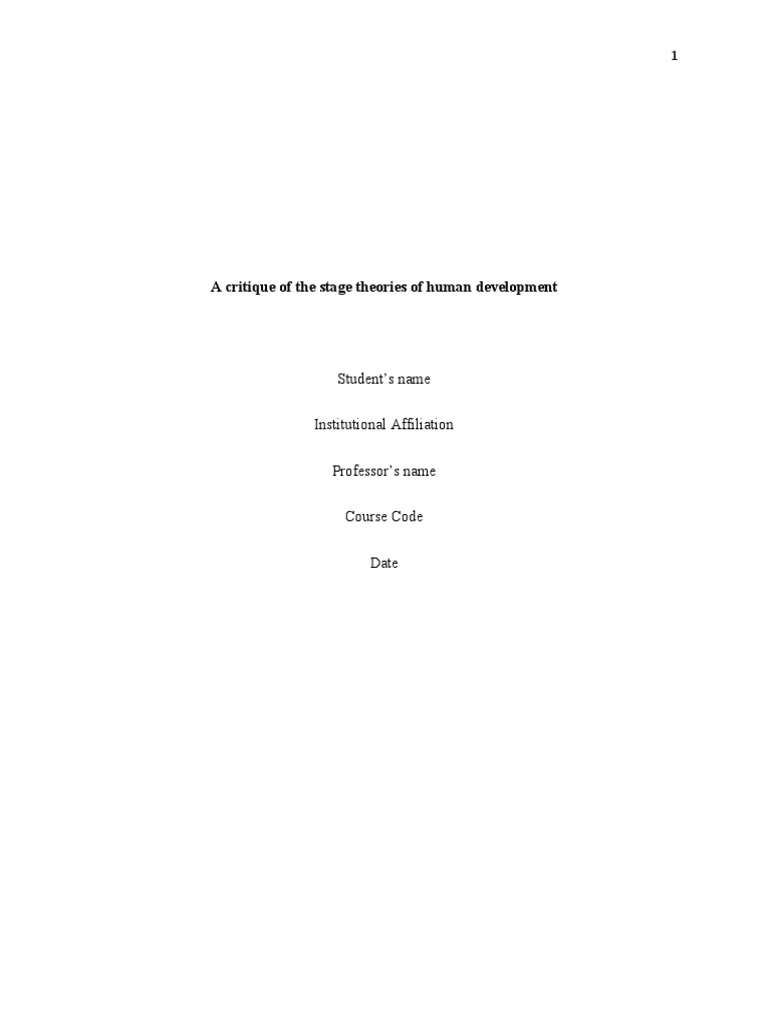 A Critique of The Stage Theories of Human Development | PDF | Nature ...