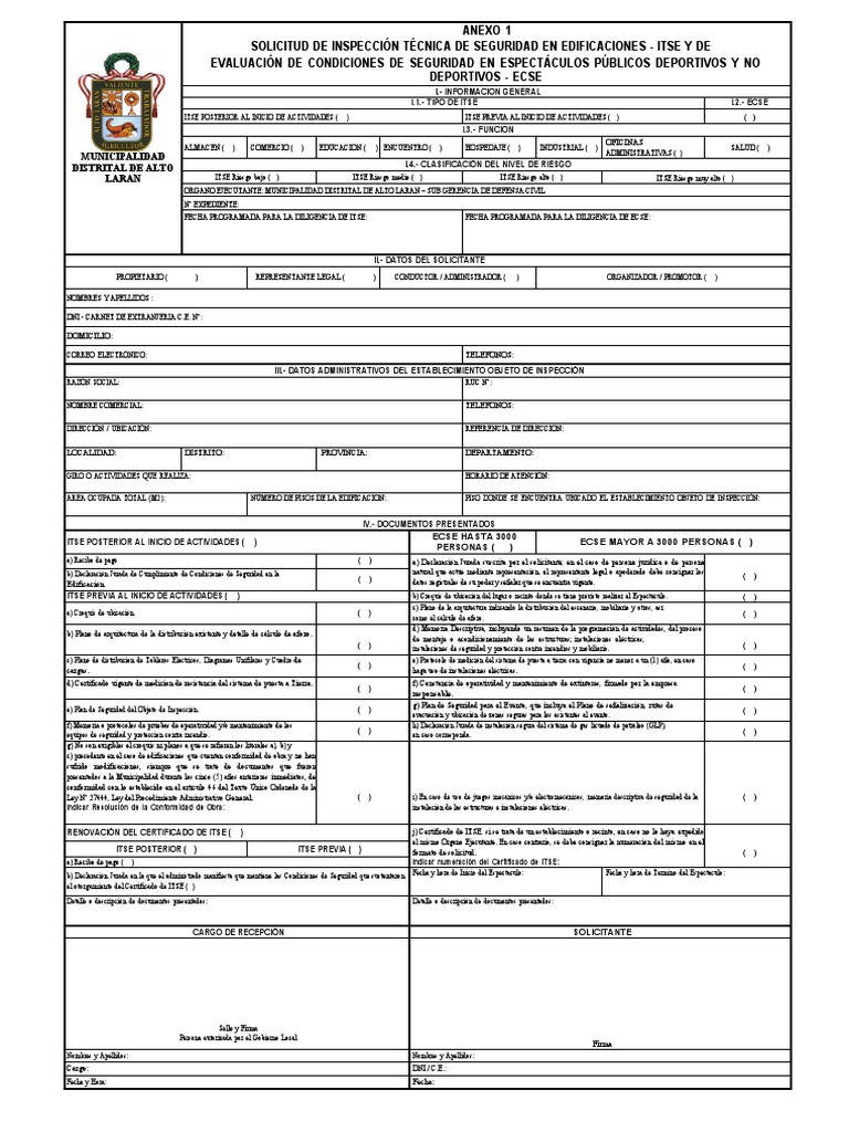 Anexo 1 Formato de Solicitud ITSE ECSE | PDF Anexo 1 Formato de Solicitud ITSE ECSE | PDF