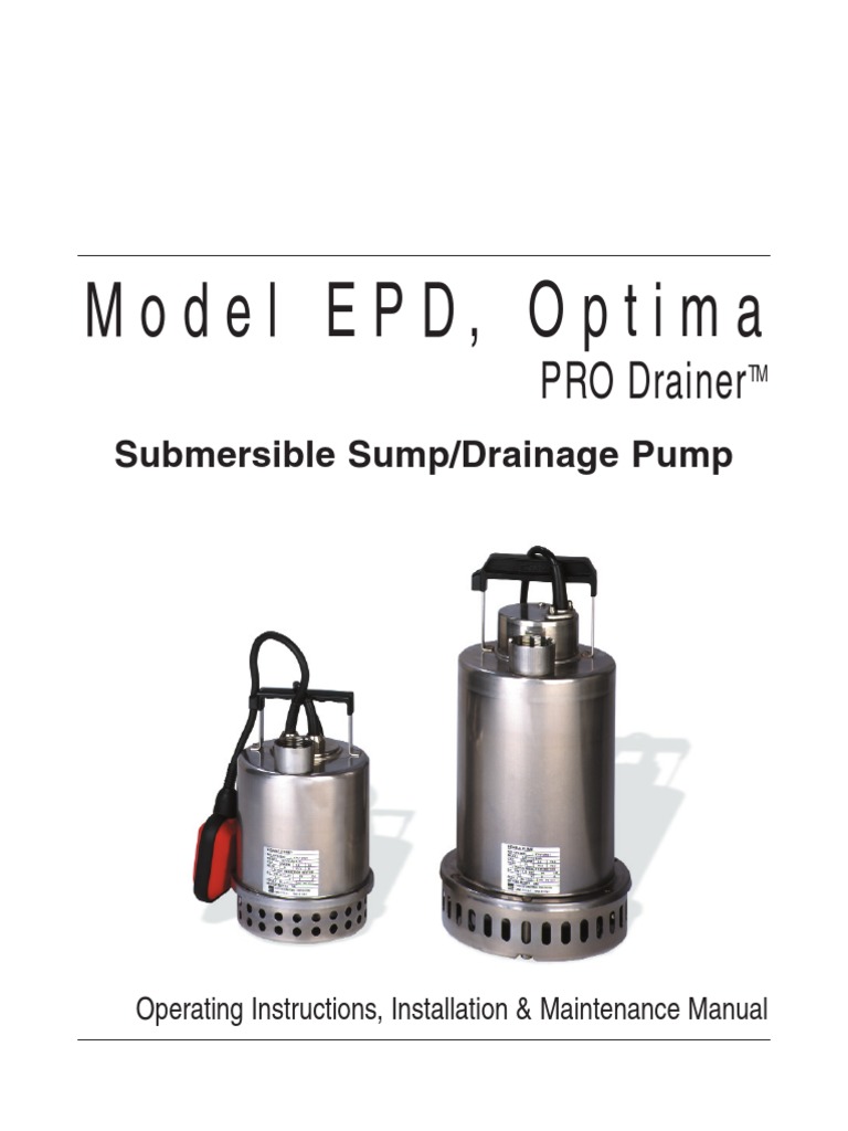 Manual EPD Optima IOM SP | PDF | Pump | Pipe (Fluid Conveyance)