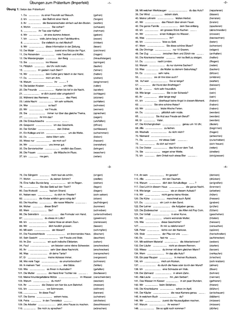 Praeteritum Ubung 1 | PDF