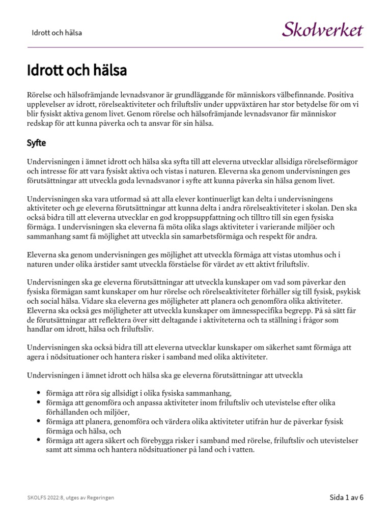 Idrott Och Halsa | PDF