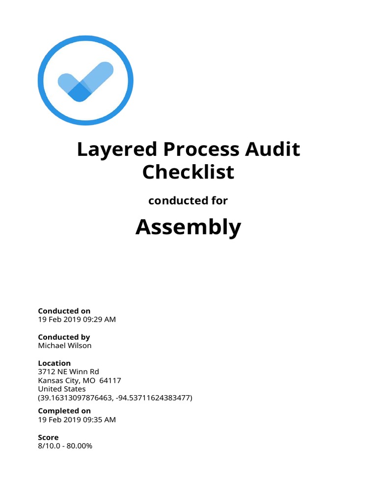 Layered Process Audit Checklist (LPA) | Download Free PDF | Business