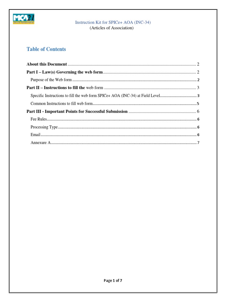 SPICe+ AOA Filing Instructions Guide | PDF | World Wide Web | Internet ...
