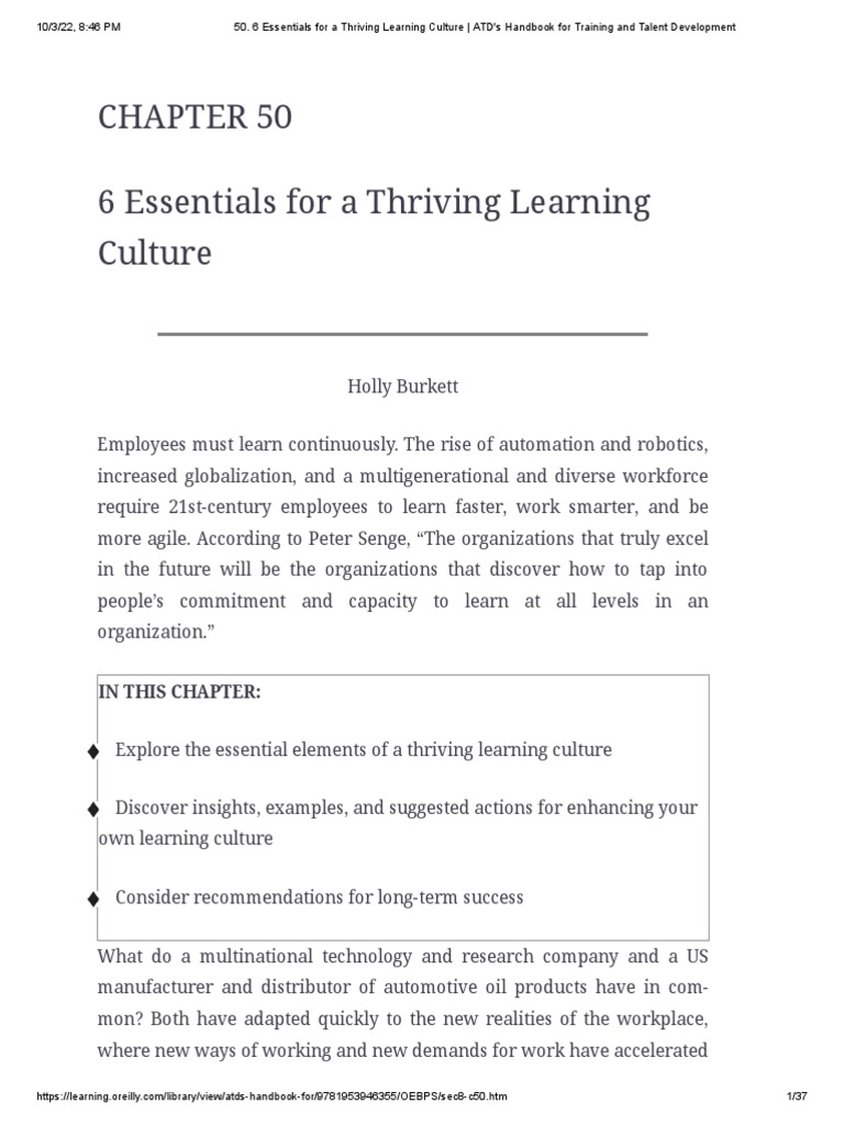 Essentials For A Thriving Learning Culture - ATD's Handbook For ...