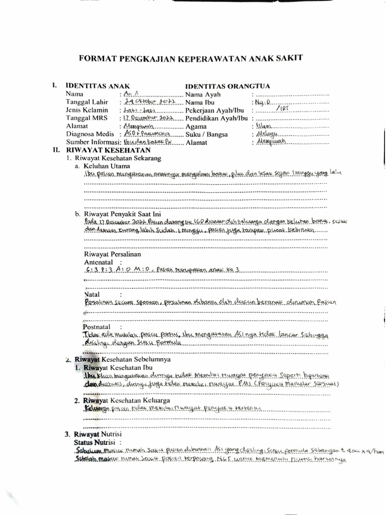 ASKEP An. A Dengan Pneumonia Di Ruang PICU RSDS | PDF