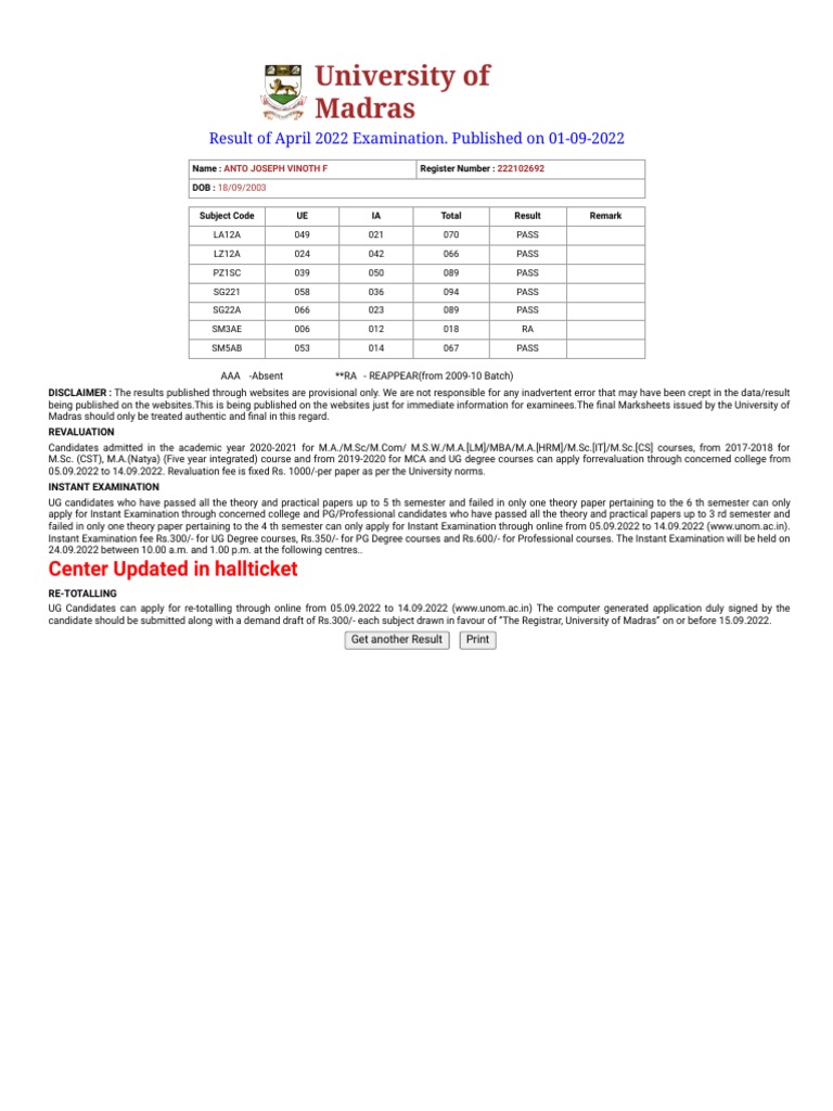 2nd Sem Result | PDF