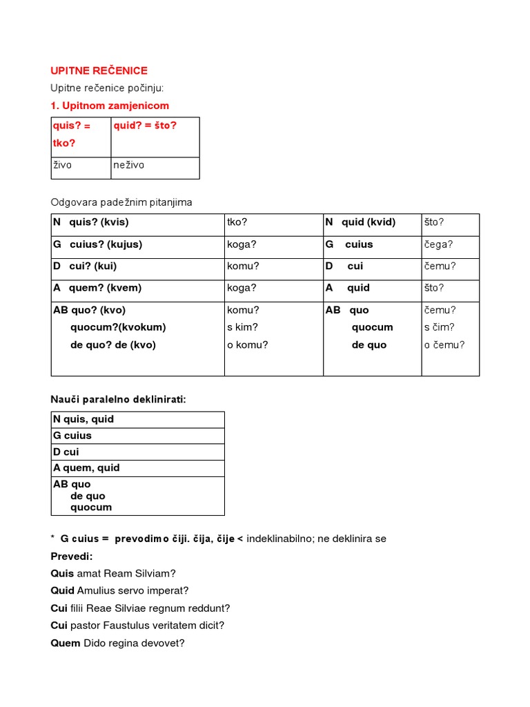 UPITNE REČENICE | PDF