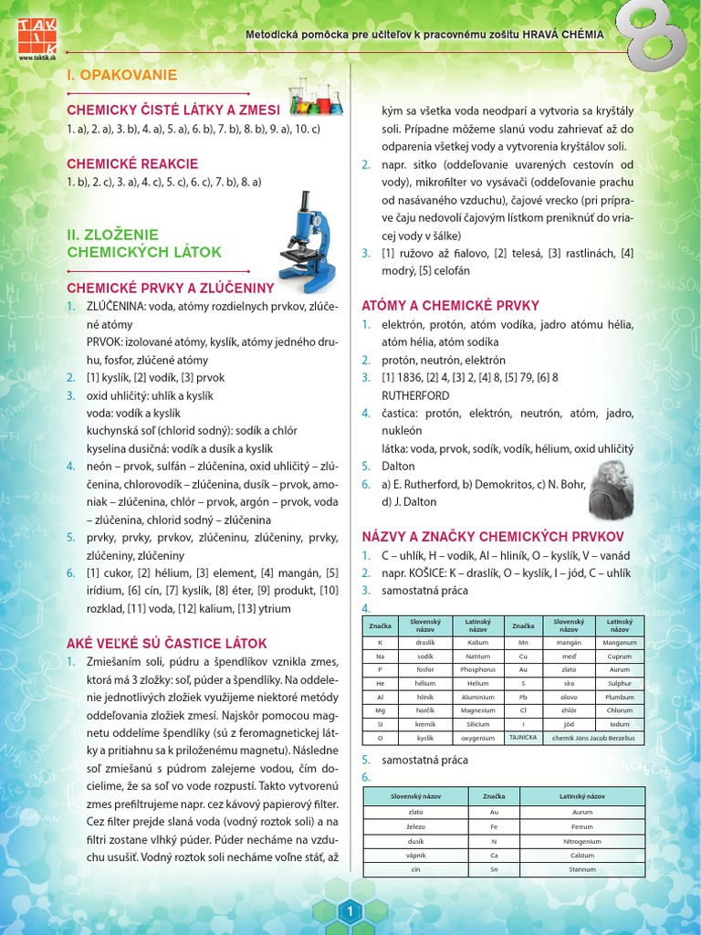 Hravá Chémia 8 - RIEŚENIA | PDF