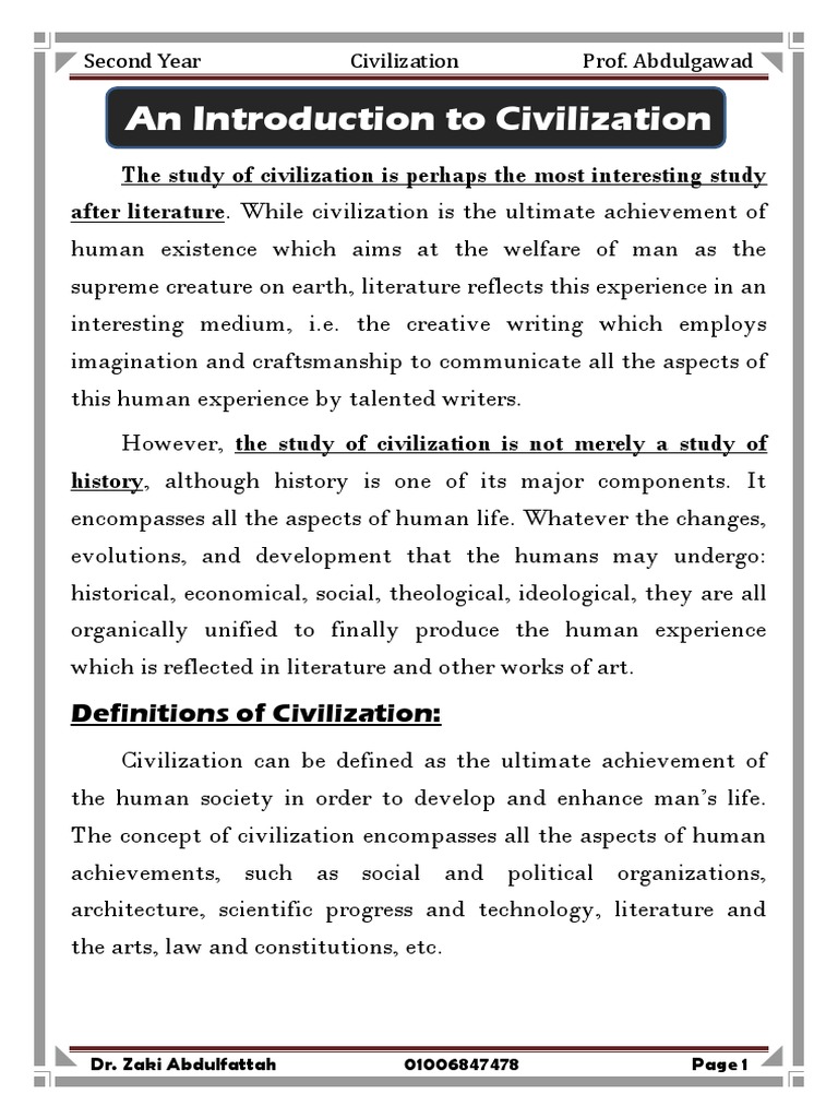 An Introduction To Civilization | PDF | Civilization | Experience