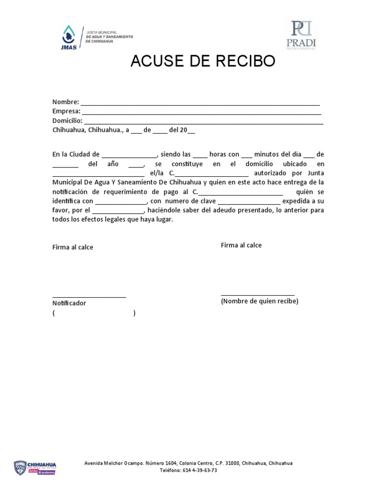 Acuse de recibido agua Chihuahua | PDF