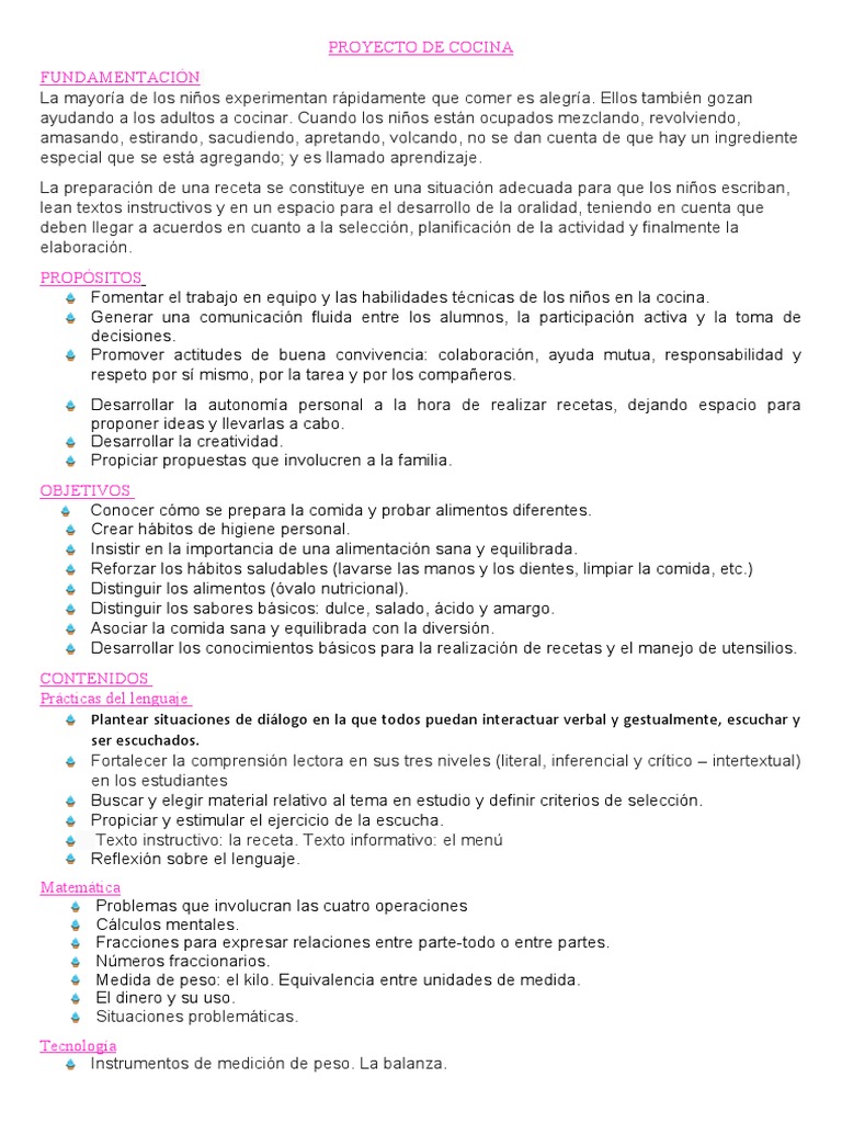 Proyecto de Cocina | PDF | Alimentos | Dieta