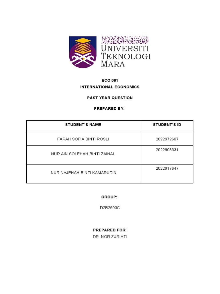 Eco 561-Past Year Question | PDF | Tariff | Non Tariff Barriers To Trade