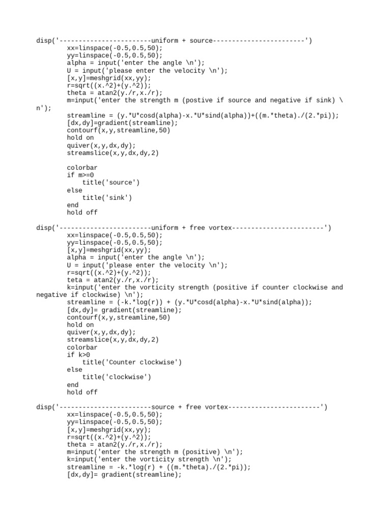 Fluid Matlab | PDF | Vortices | Mechanics Fluid Matlab | PDF | Vortices | Mechanics