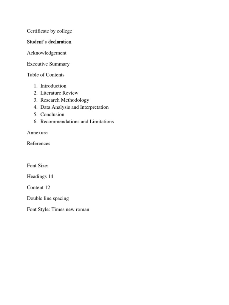 BBA Project Report Template | PDF