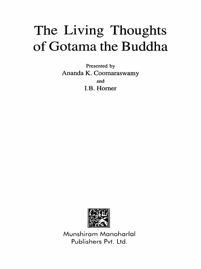 Living Thoughts Of Gotama The Buddha Ananda Coomaraswamy K Mrml Pdf