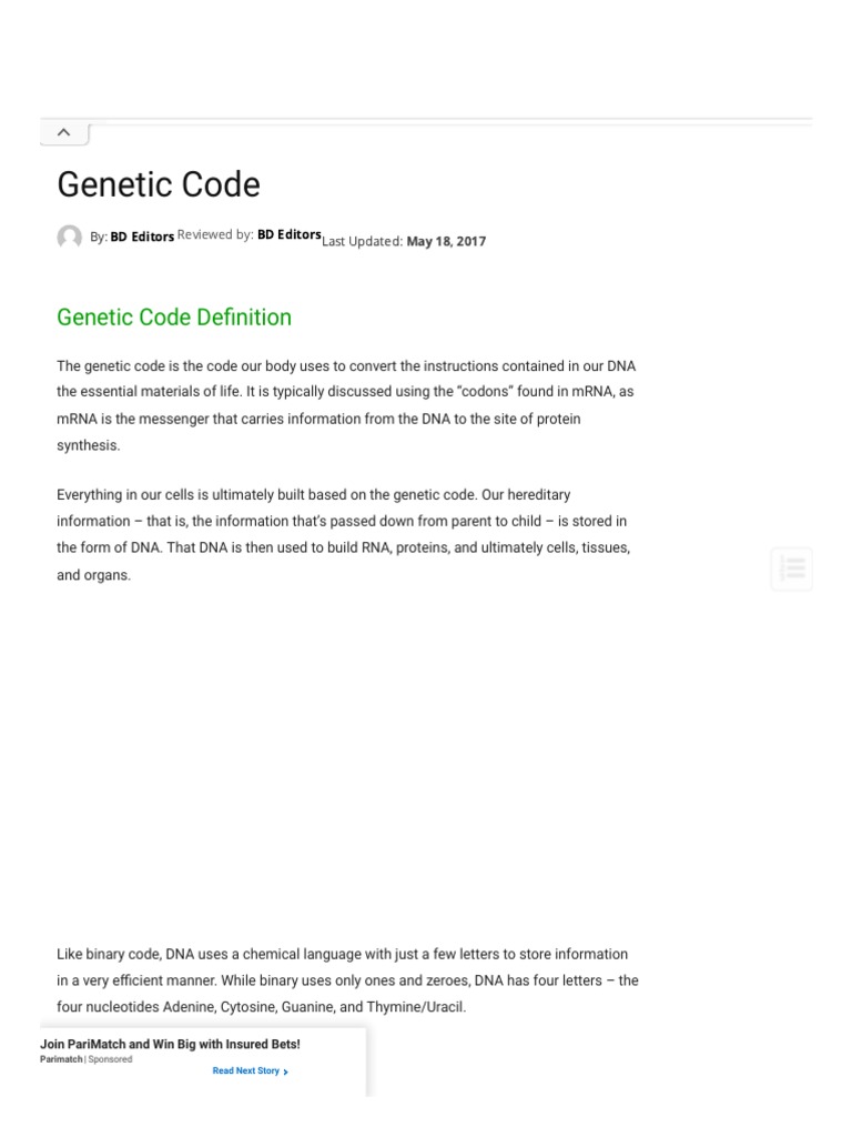 Genetic Code Definition Function Types And Quiz Biology