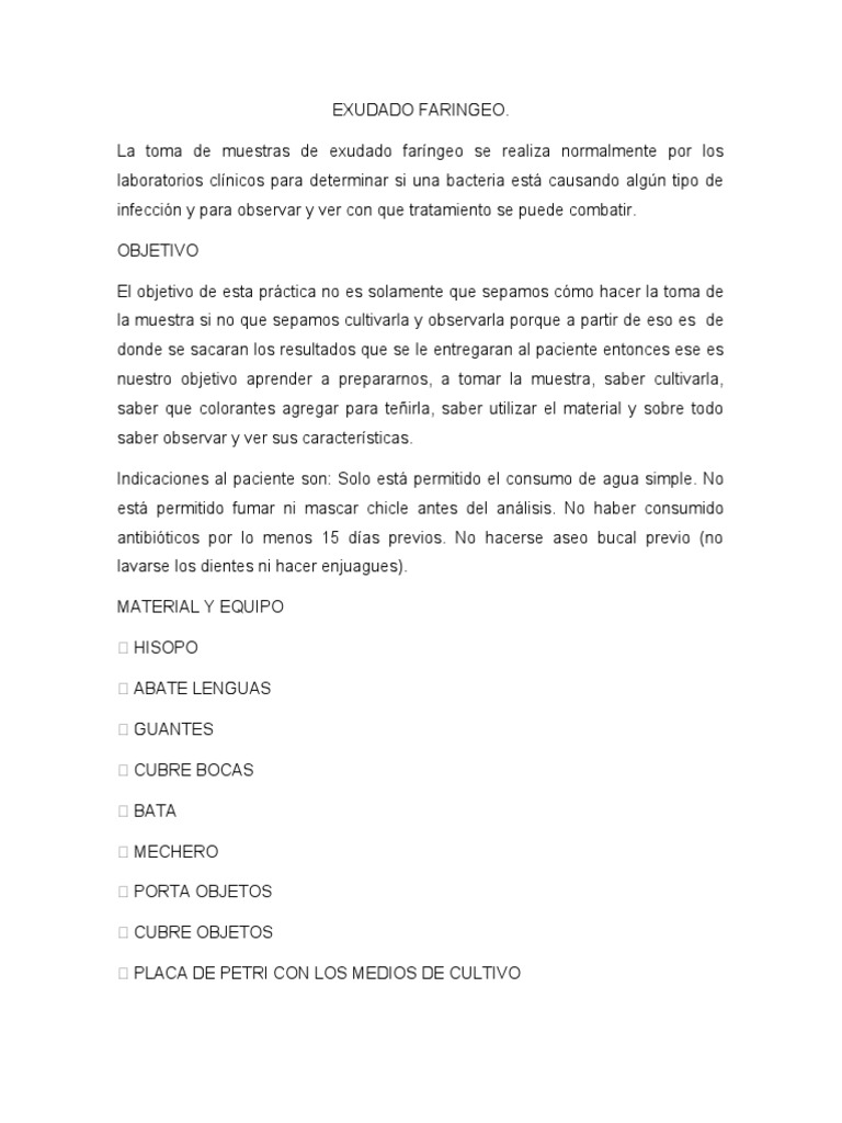 Guía para Toma de Exudado Faríngeo | PDF | Medicina CLINICA ...