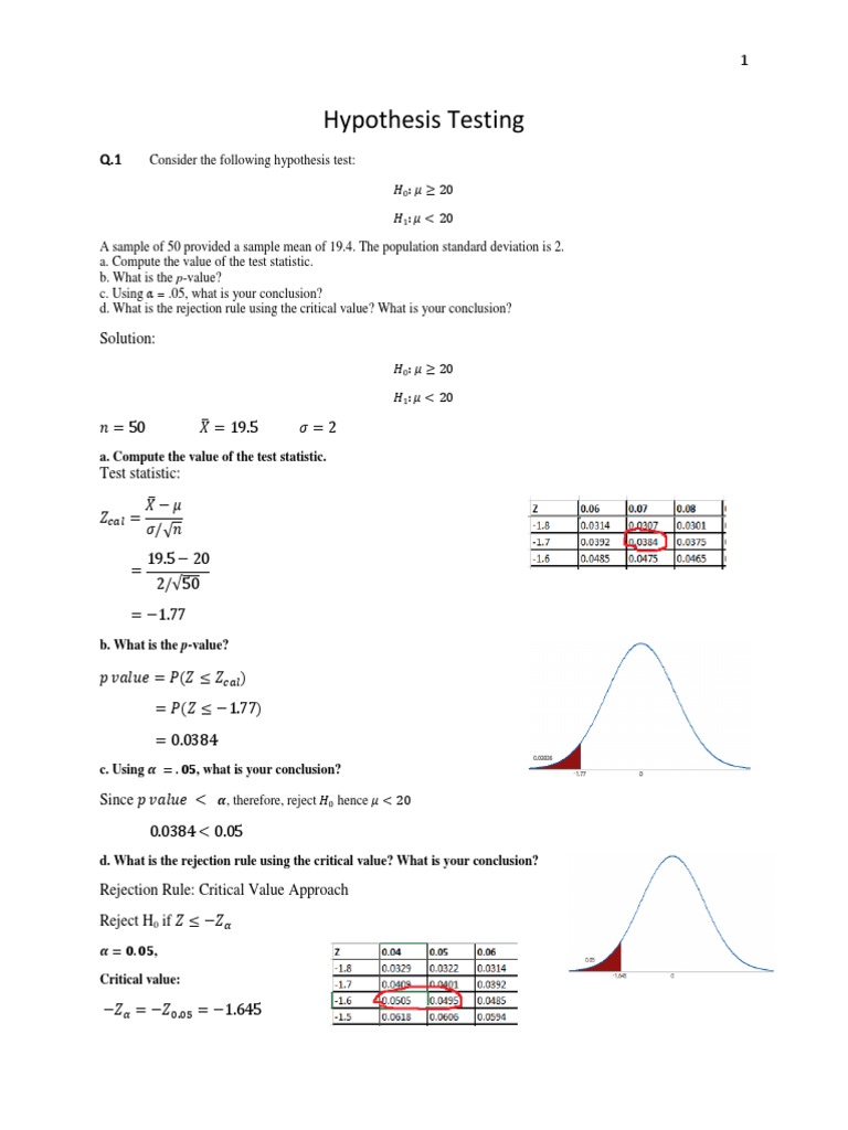Hypothesis Testing | PDF | P Value | Statistical Hypothesis Testing Hypothesis Testing | PDF | P Value | Statistical Hypothesis Testing