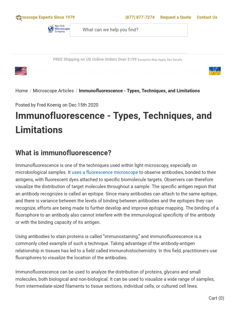 Immunofluorescence - Types, Techniques, and Limitations - New York Microscope Company | PDF ...