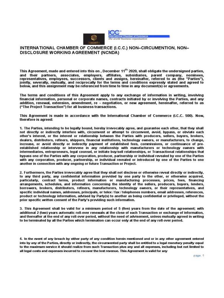 Ncda Blank | PDF | Covenant (Law) | Economies