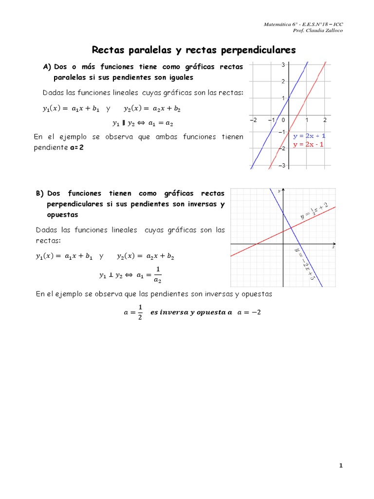 Apunte 3 - FUNCIÓN AFÍN - RECTAS PARALELAS Y PERPENDICULARES | PDF ...