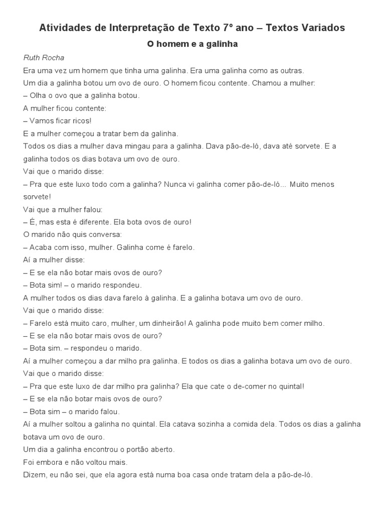 Atividades de Interpretação de Texto 7º Ano | PDF | Cães | Beagle