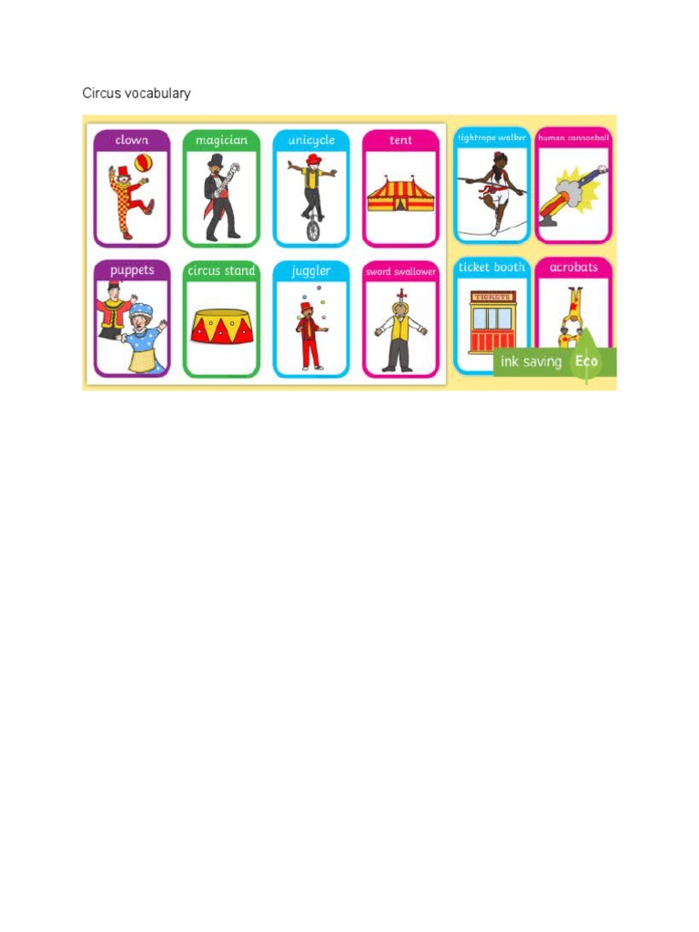 Circus Vocabulary | PDF