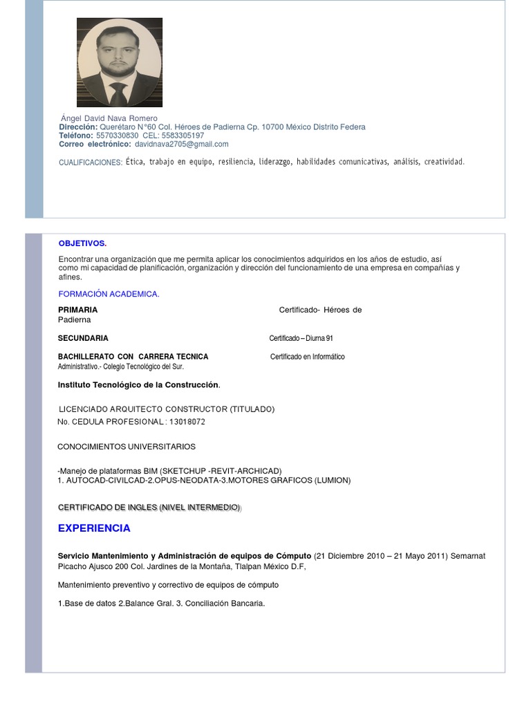 Curriculum Ángel David Nava Romero | PDF