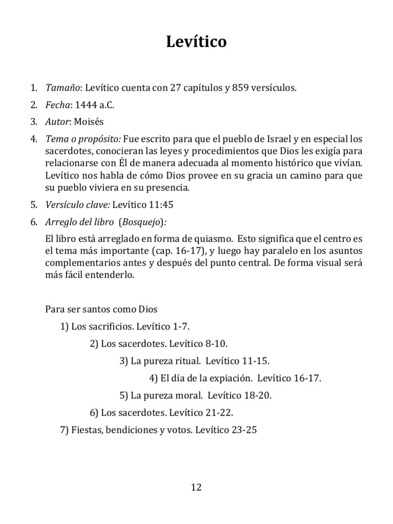 Resumen Del Libro de Levítico | PDF