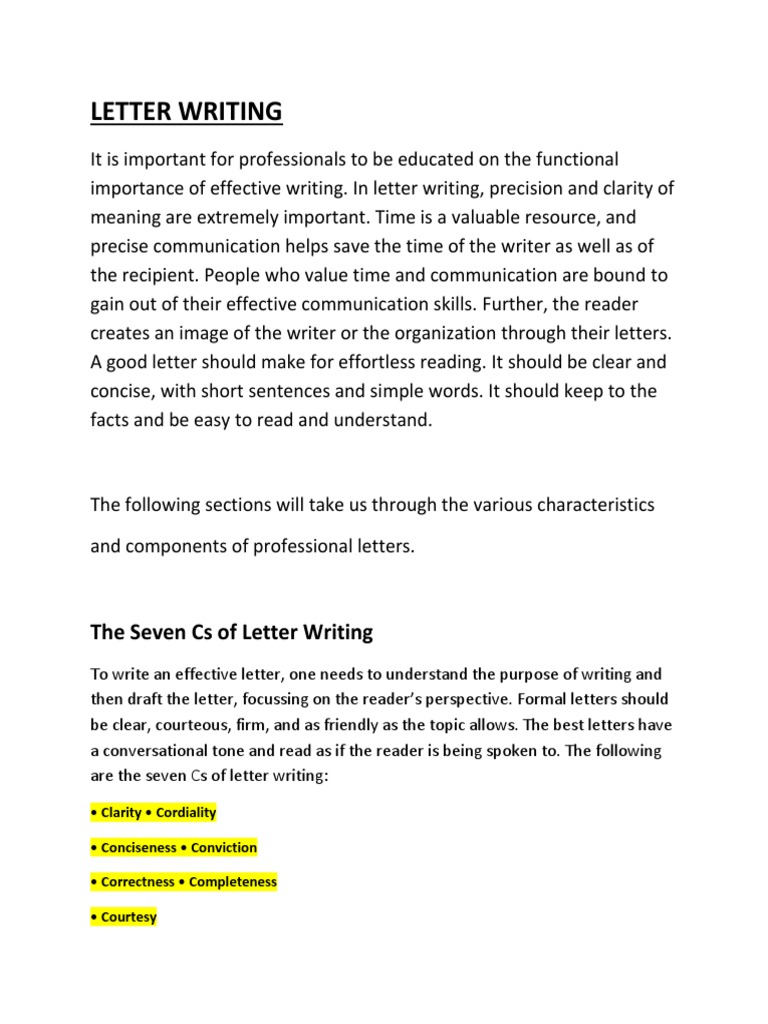 Seven Cs of Effective Letter Writing | PDF