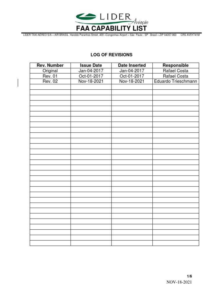 FAA - Capability List - AV5Y741M - SAO | PDF | Aviation | Aircraft