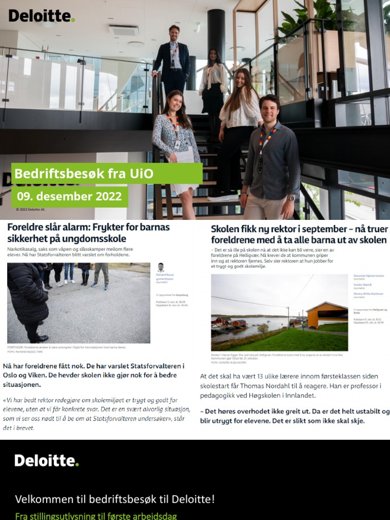Presentasjon Til Studentbesøk - Deloitte | PDF