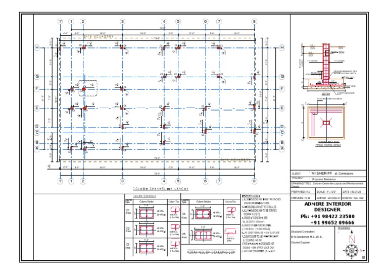 Column Layout and Reinforcement Details | PDF