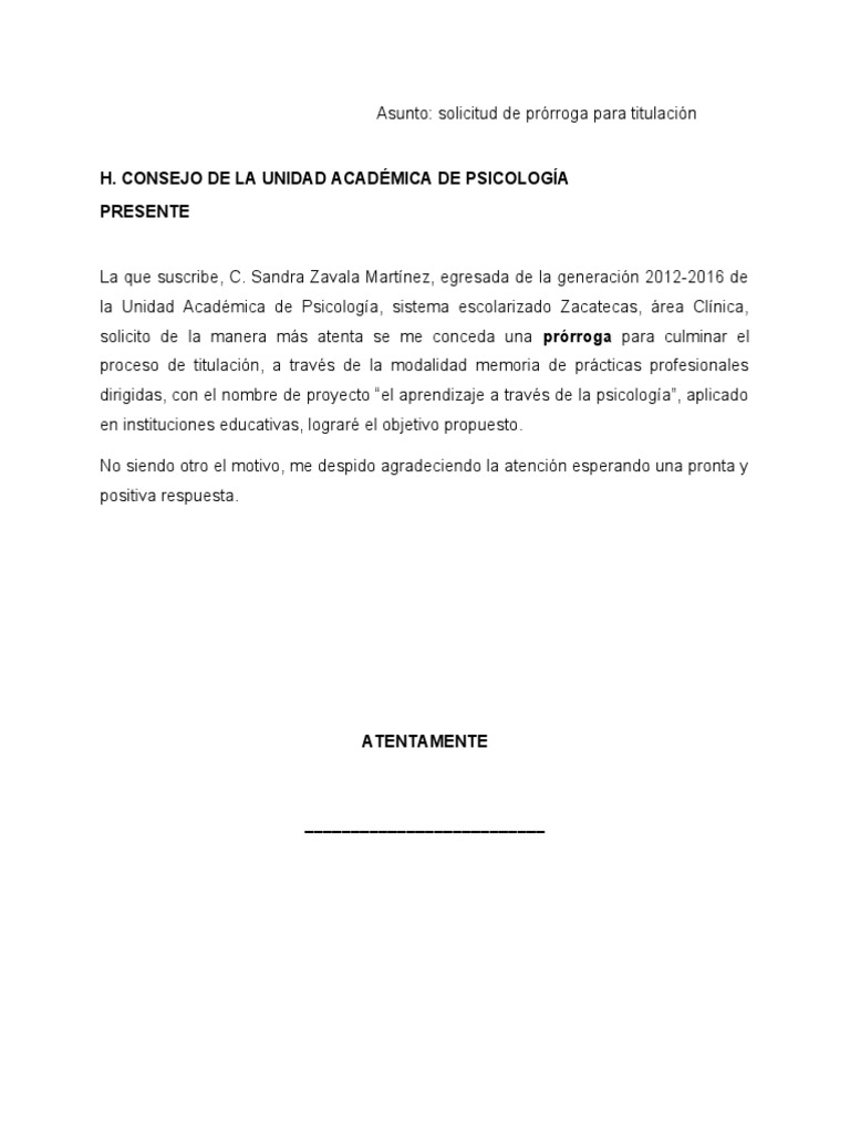 Prorroga de Titulacion | PDF
