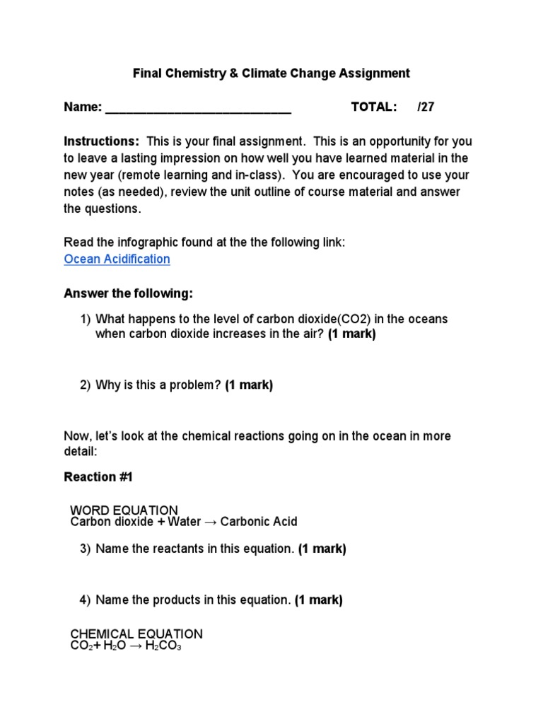 (Template) SNC1L - 2L Final Chemistry Assignment | PDF | Chemistry ...