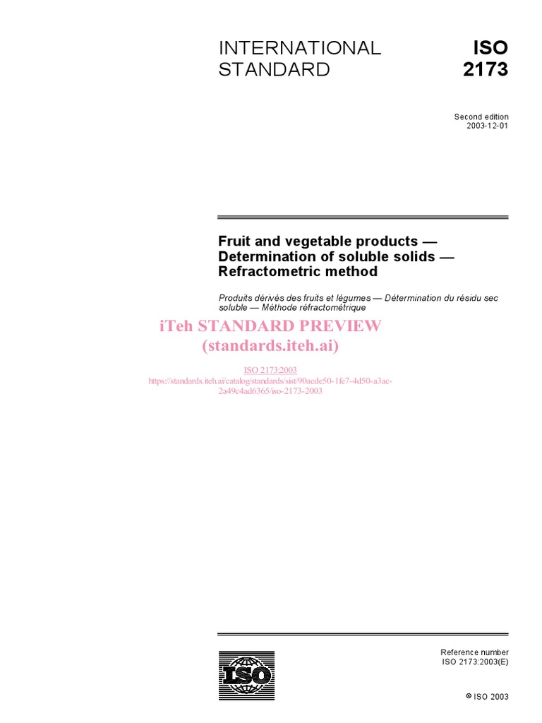 Iso 2173 2003 | PDF | International Organization For Standardization | Solubility