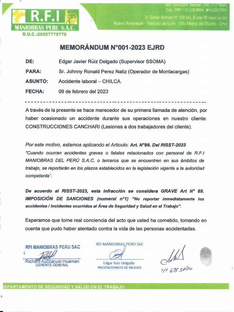 Memo 001 SST 2023 | PDF