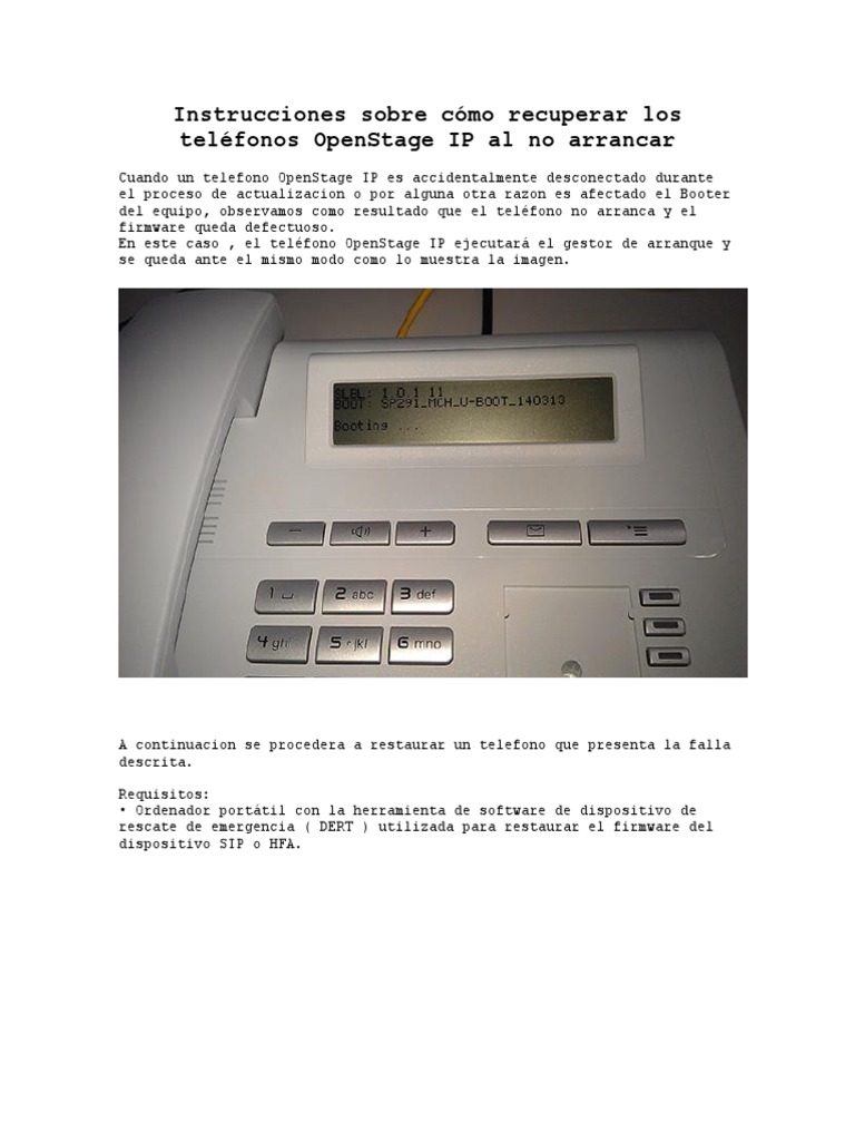 Cómo Recuperar Los Teléfonos OpenStage IP Al No Arrancar | PDF