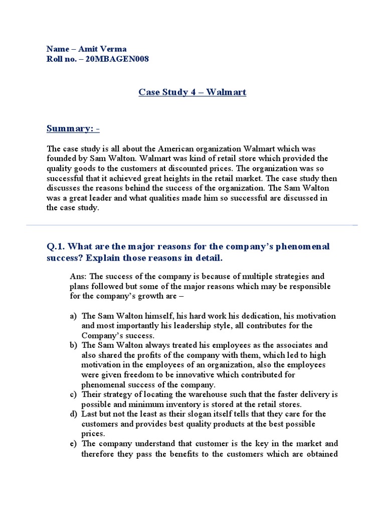 OB Case - 4 by Amit Verma | PDF | Walmart | Leadership