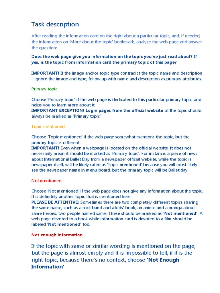 Primary Topic Detection Guidelines Nov 27 2022 | Download Free PDF ...