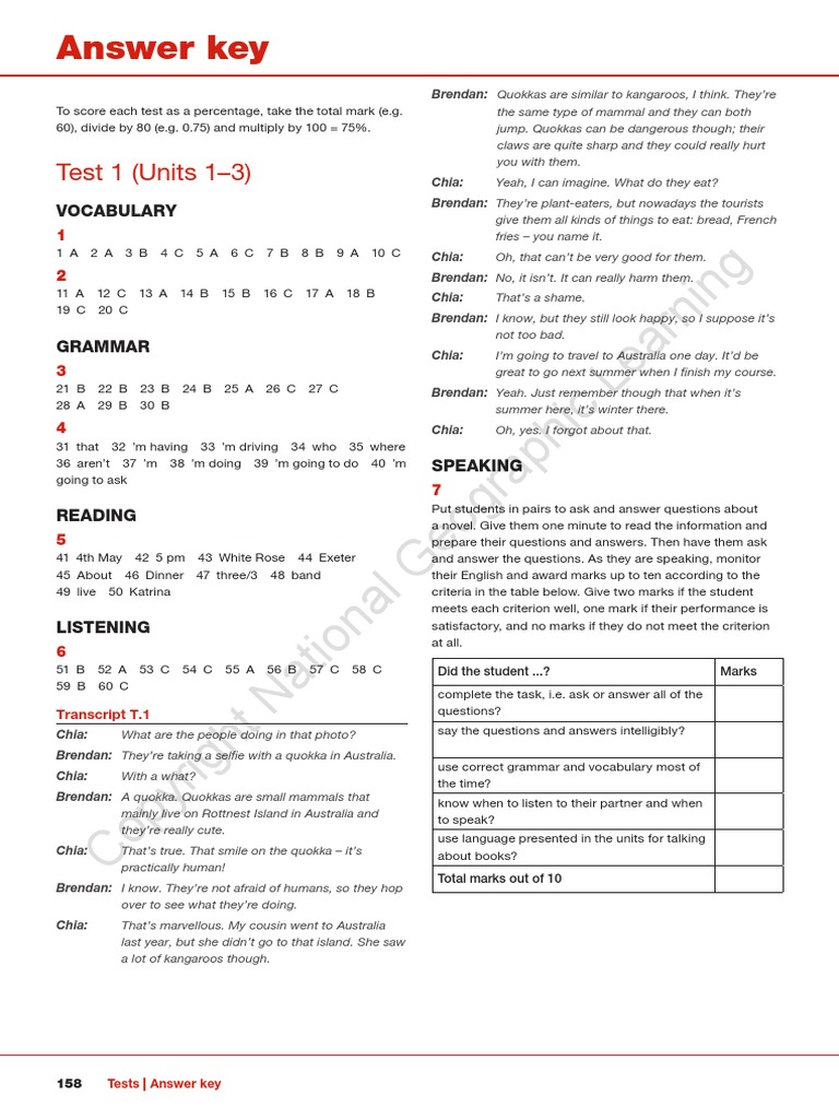 Keynote - Pre-Intermediate - TB Answer Key and Audioscripts | Download ...