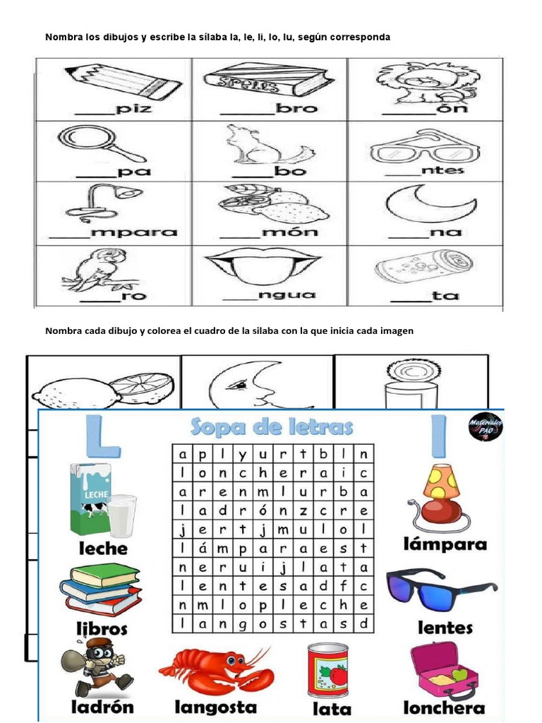 Actividades Con La Letra L | PDF