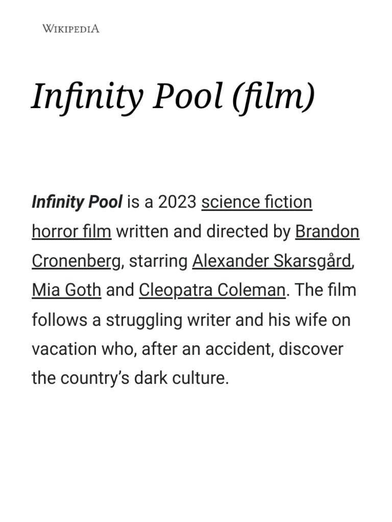 Infinity Pool (Film) - Wikipedia | PDF