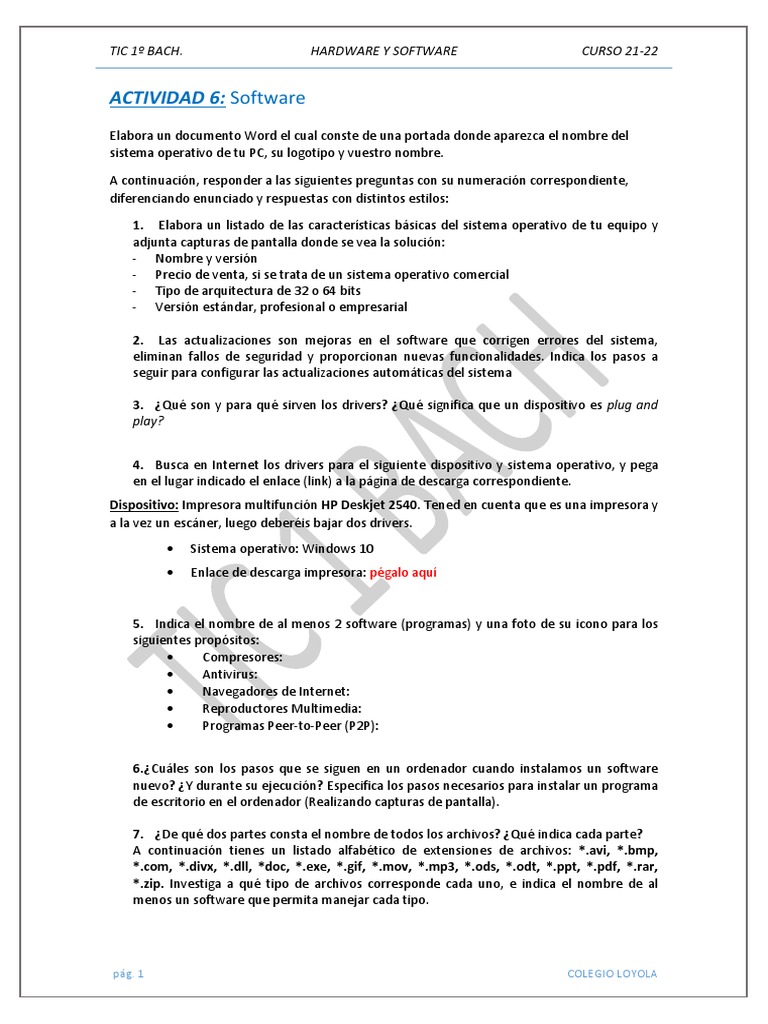Actividad 6 - Software | PDF | Software | Sistema operativo