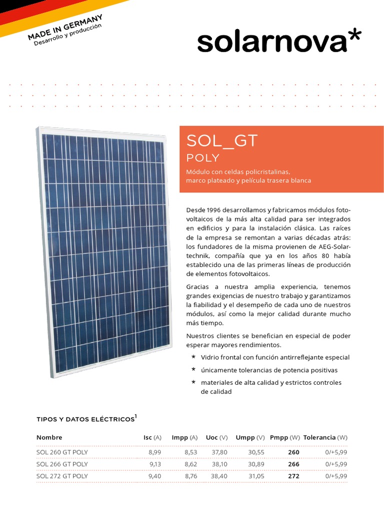 Data SOL GT Poly Es | PDF | Enchufes y tomas de corriente alterna | Electricidad