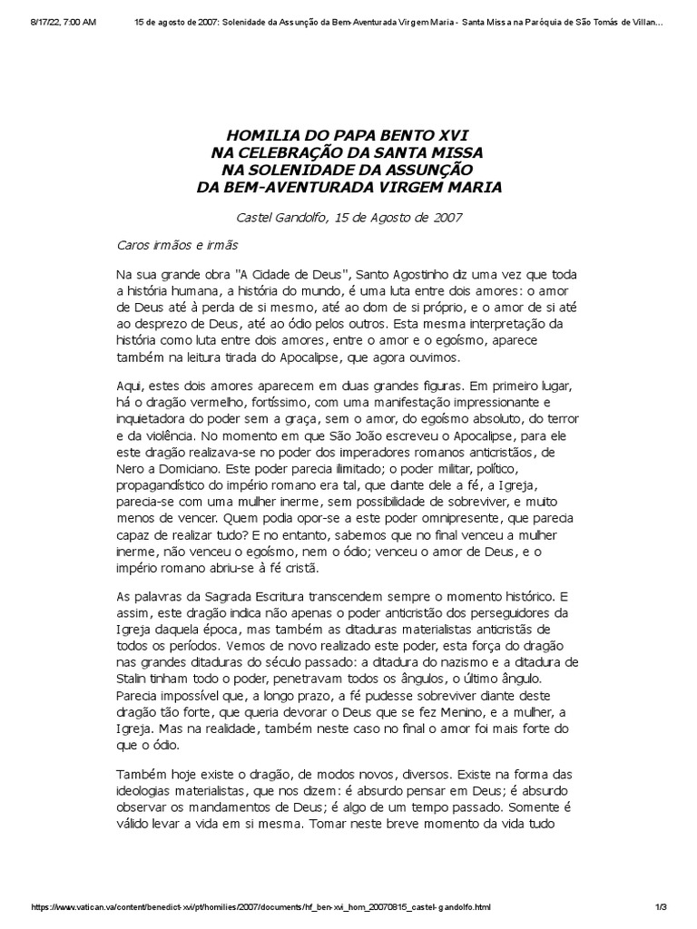 Homilia Do Papa Bento Xvi Na Celebração Da Santa Missa Na Solenidade Da ... Homilia Do Papa Bento Xvi Na Celebração Da Santa Missa Na Solenidade Da ...