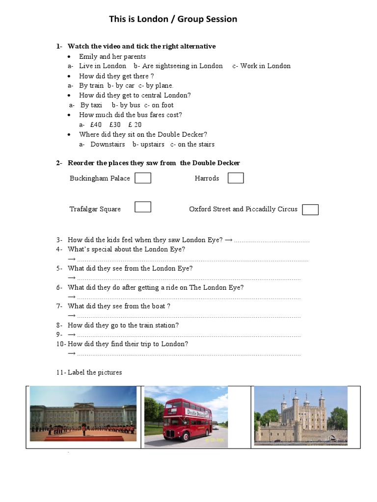London Sights Worksheet for Kids | PDF