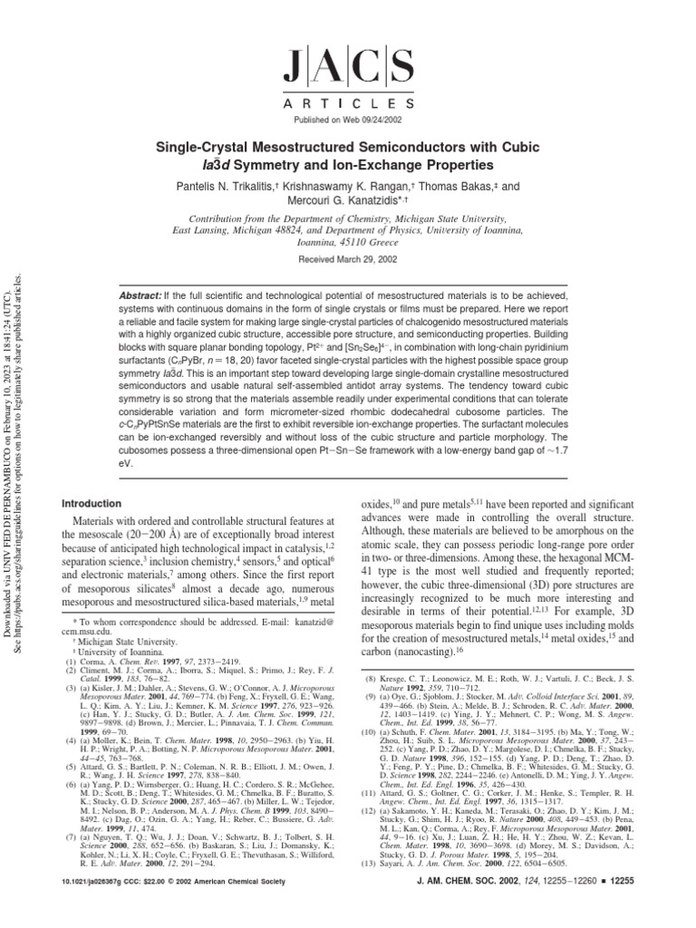 2023-02-10 Single-Crystal Mesostructured Semiconductors With Cubic La3d ...