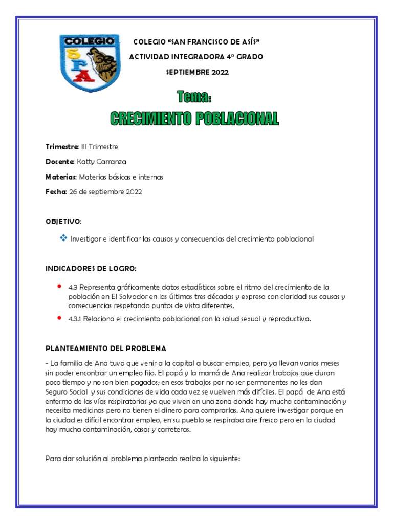 Act. Integradora 4° Grado | PDF